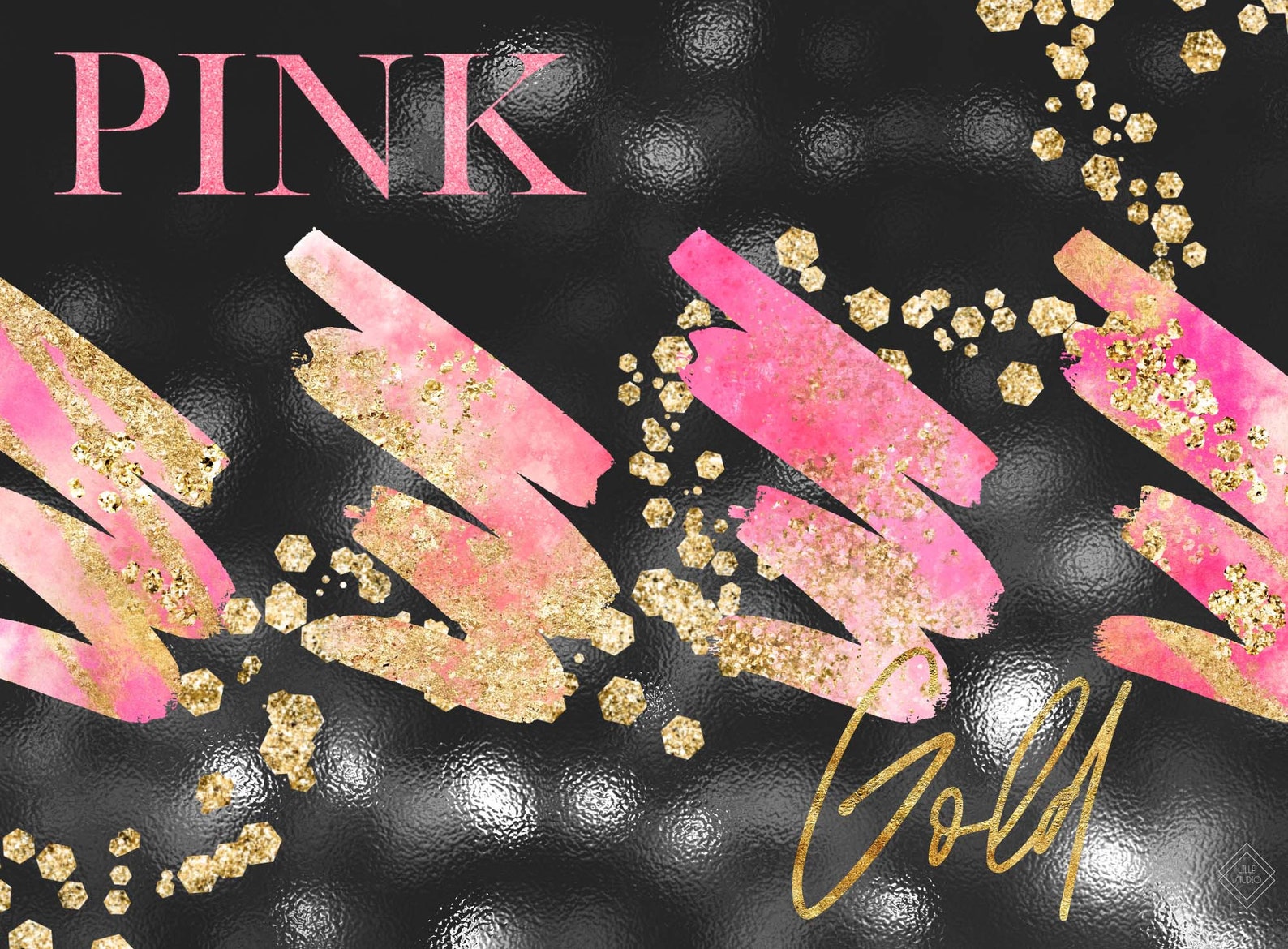 Pink Gold Digital Paper Watercolor Glitter Background | Etsy