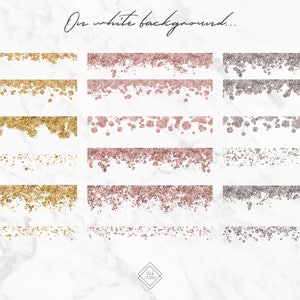 Rose Gold Glitter Confetti Border Clipart - Silver Digital Frames ...