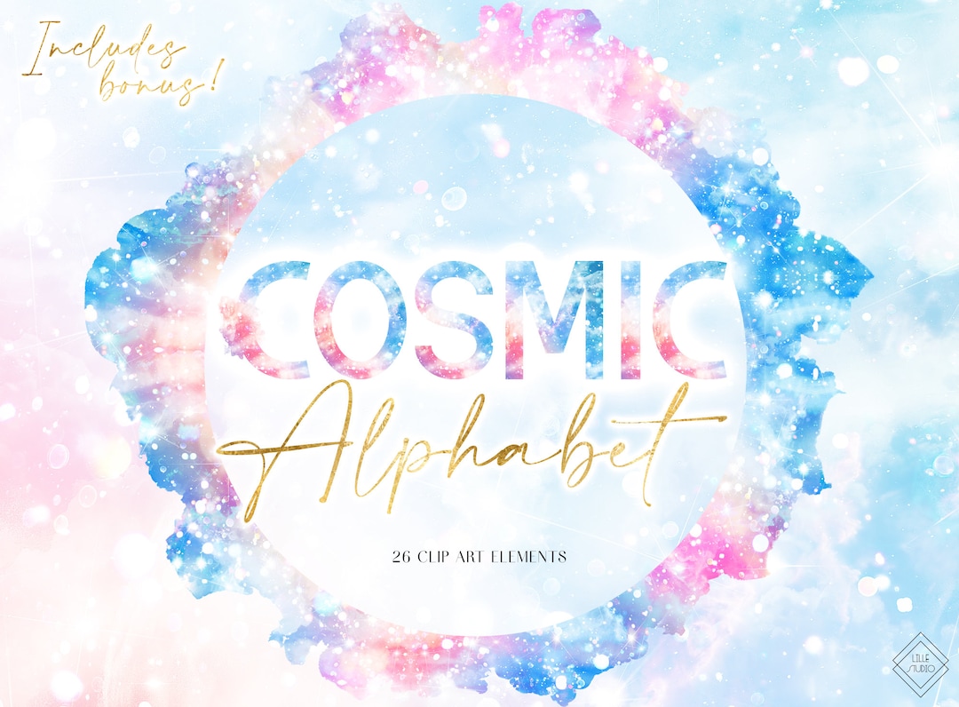 Cosmic Space Galaxy Alphabet Clipart: Pastel Monogram Letters (PNG ...
