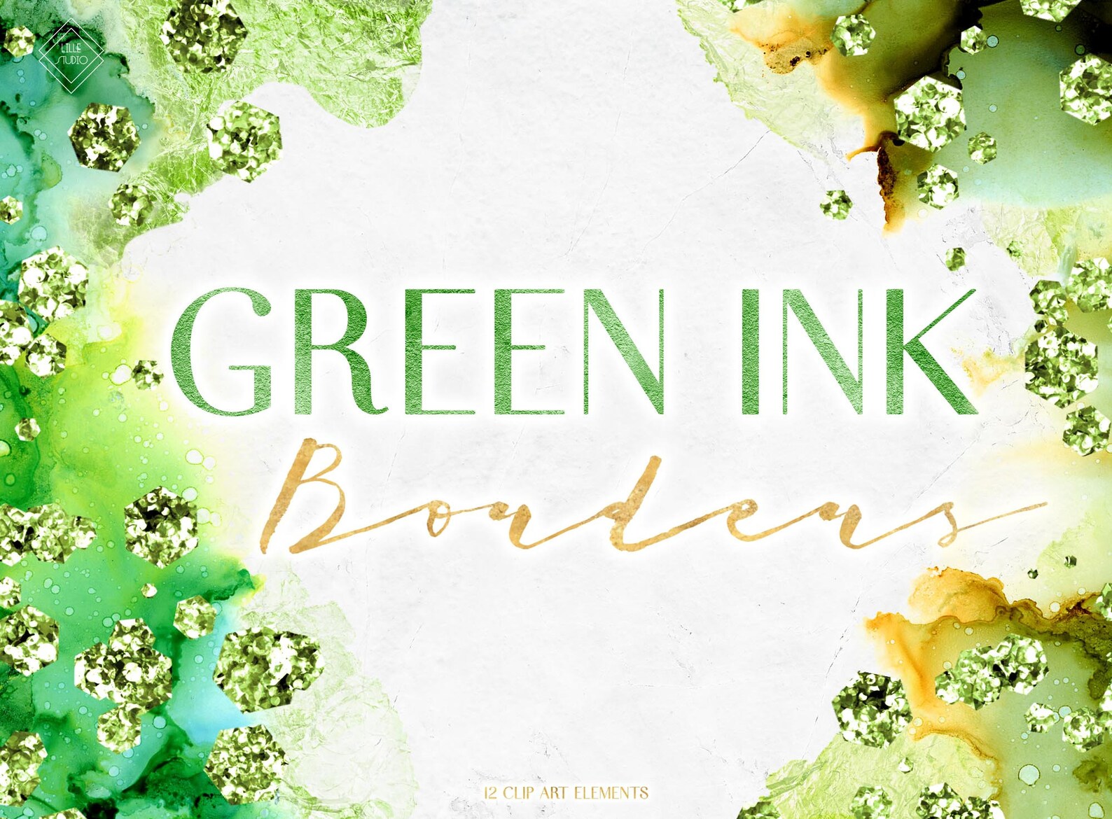 Green Watercolor Alcohol Ink Clipart Borders Emerald Border | Etsy