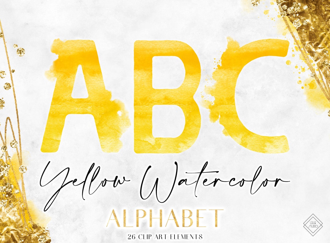 Yellow Watercolor Digital Alphabet - Water Color Letter PNG Clipart ...