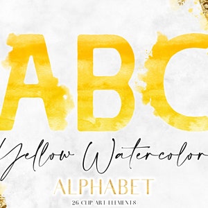 Yellow Watercolor Digital Alphabet Water Color Letter PNG Clipart ...