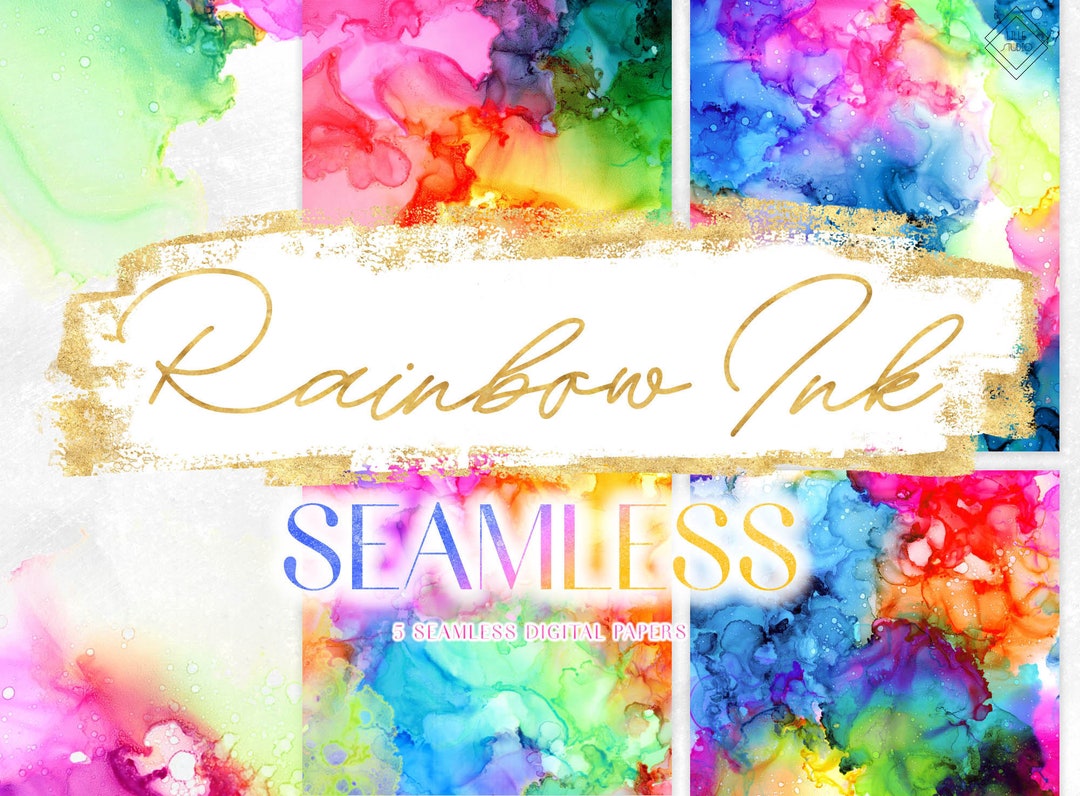 Rainbow Alcohol Ink Seamless Digital Paper Pattern - Colorful Abstract ...