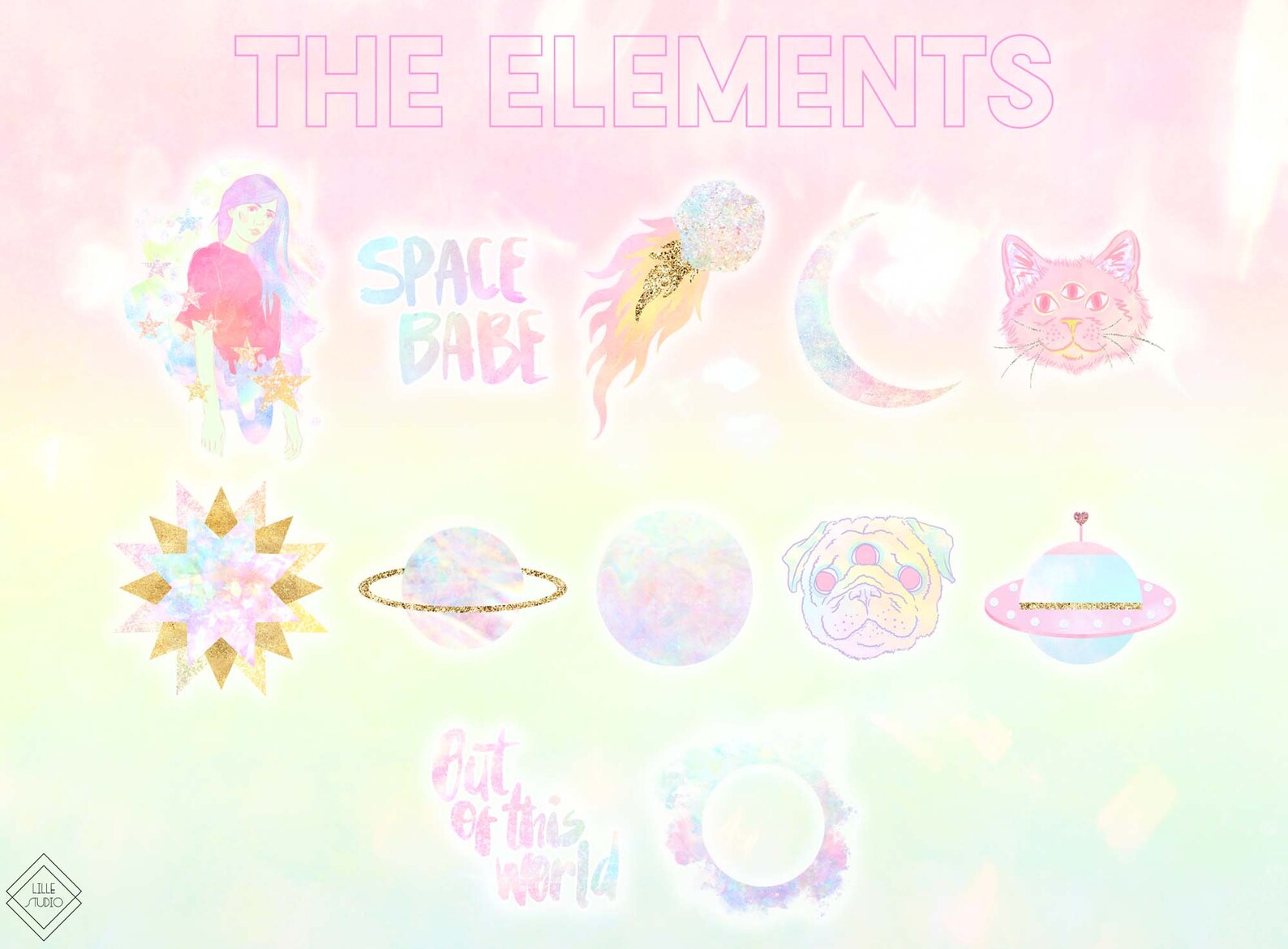 Space Alien Clipart Pastel Galaxy Star Clip Art Planner - Etsy