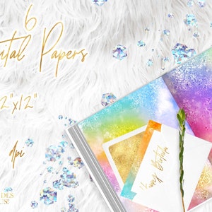 Gradient Rainbow Glitter Watercolor Digital Paper - Water Color ...