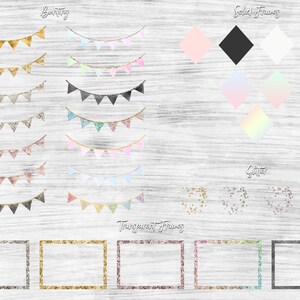 Banner Bunting Clipart - Rainbow Party Flag Glitter Clip Art - Confetti ...