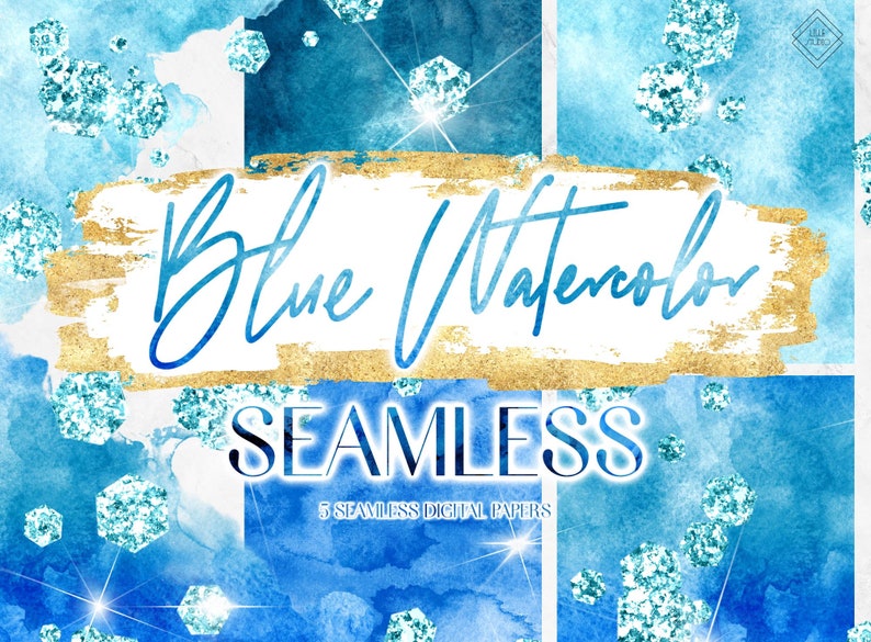 Seamless Blue Watercolor Digital Paper Pattern Aqua Navy - Etsy