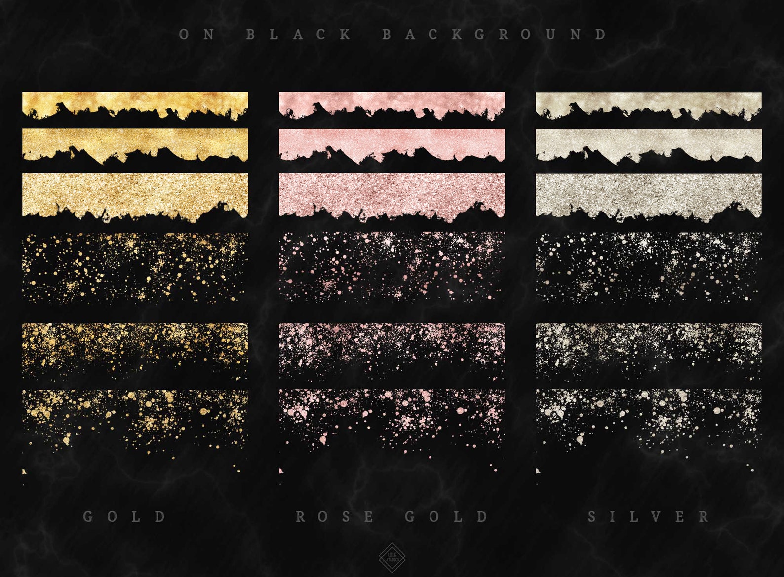 Foil Border Clipart: Rose Gold & Silver Metallic Glitter Confetti ...