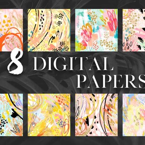 Abstract Digital Paper - Modern Colorful Brush Stroke Digital Papers ...