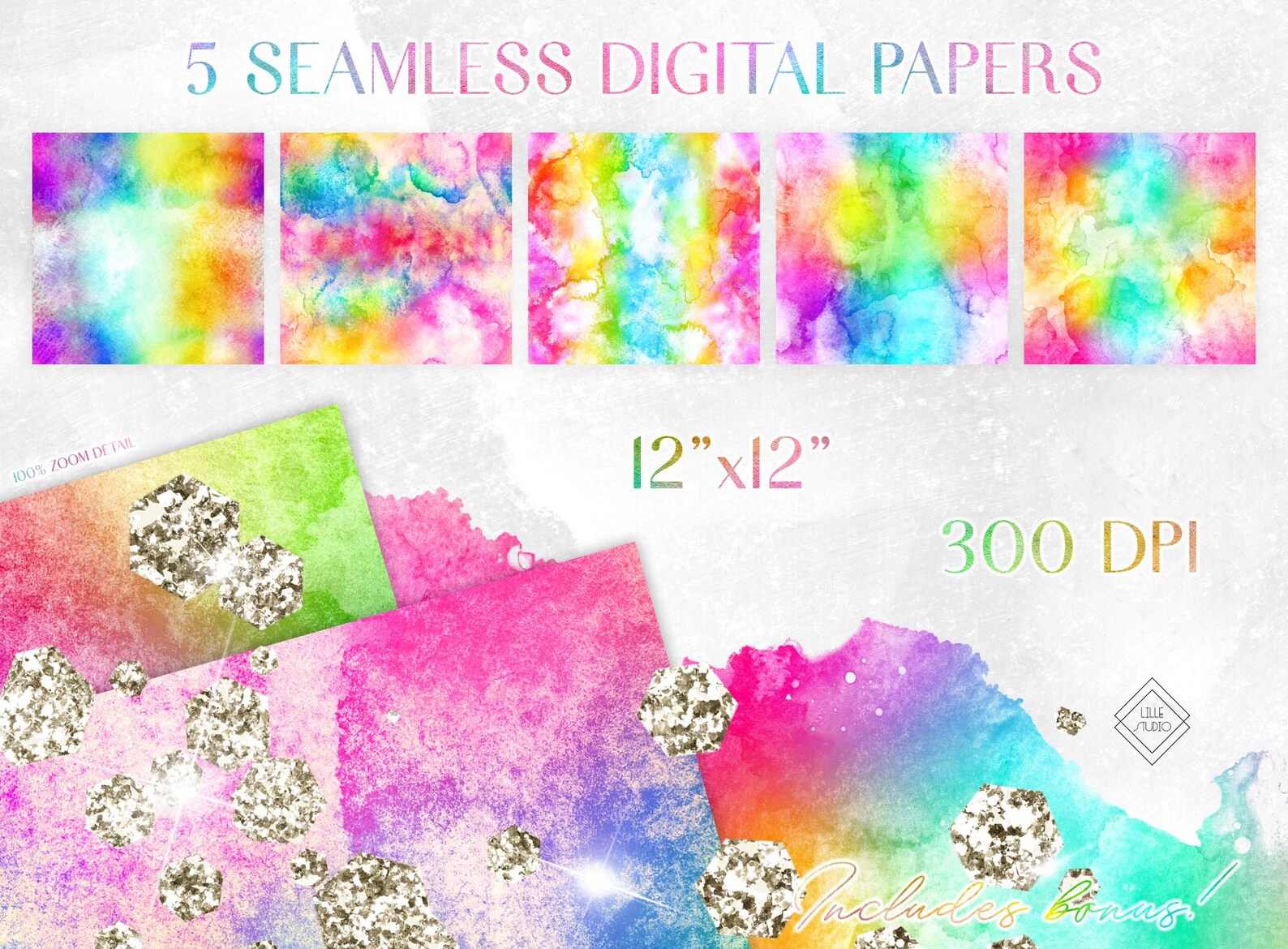 Rainbow Watercolor Seamless Digital Paper Pattern Water Color ...