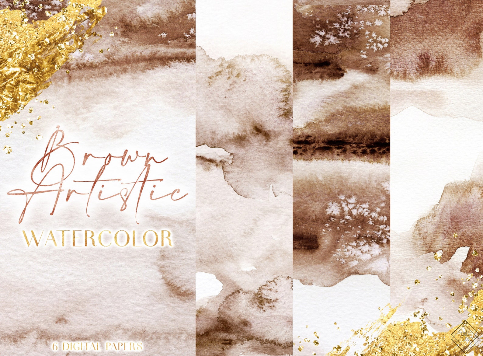Brown Watercolor Digital Paper Background Earthy Water Color - Etsy