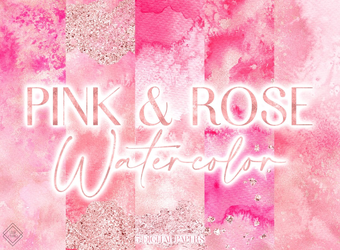 Pink Rose Gold Watercolor Digital Paper Backgrounds - Abstract Modern ...