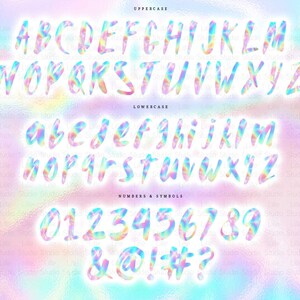 Holographic Rainbow Digital Alphabet Clipart - Unicorn Monogram Letter ...