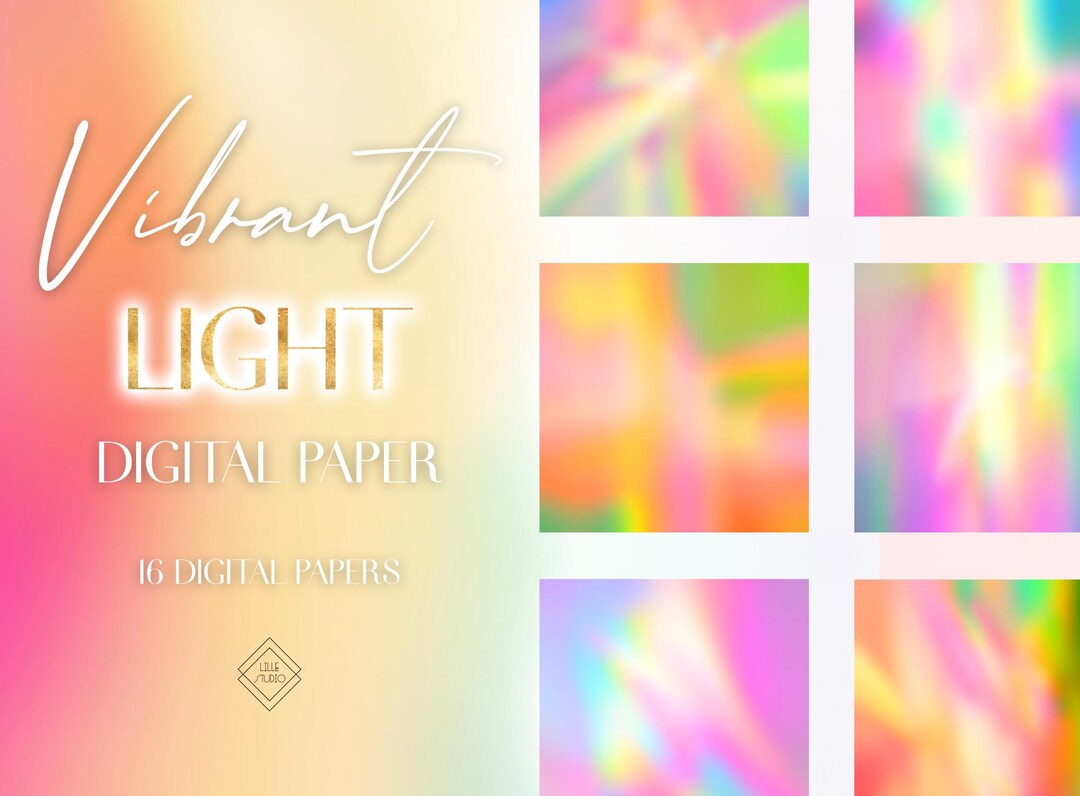 Vibrant Rainbow Digital Paper - Colorful Vivid Bright Neon Gradient ...