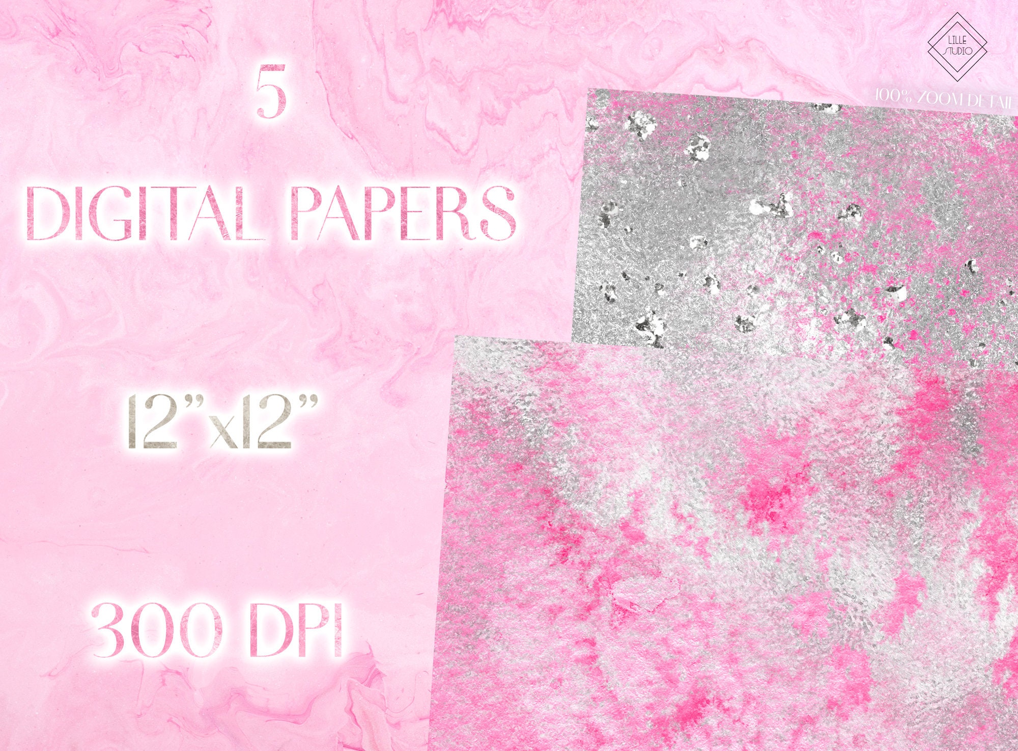 Pink Silver Watercolor Digital Paper Backgrounds Water Color - Etsy