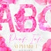 Hot Pink Ink Alphabet Clipart Watercolor Cloud Monogram PNG Abstract ...