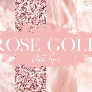 Glam Rose Gold Digital Paper - Blush Pink Glitter Background - Modern ...
