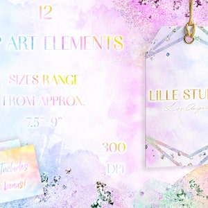 Pastel Rainbow Digital Frame Clipart - Geometric Abstract Glitter Clip ...