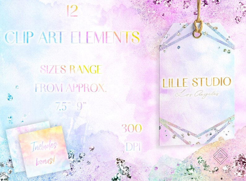 Pastel Rainbow Digital Frame Clipart Geometric Abstract - Etsy