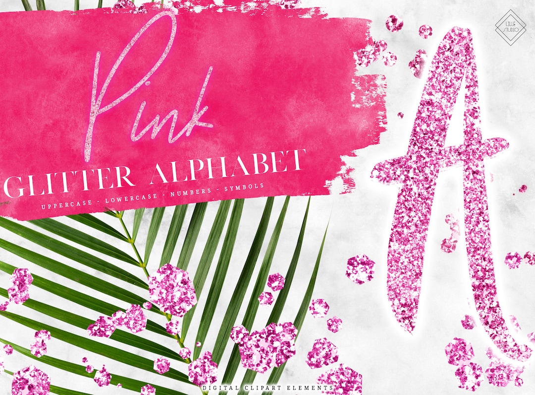 Hot Pink Glitter Digital Alphabet Clipart - Monogram Letter PNG Clip ...