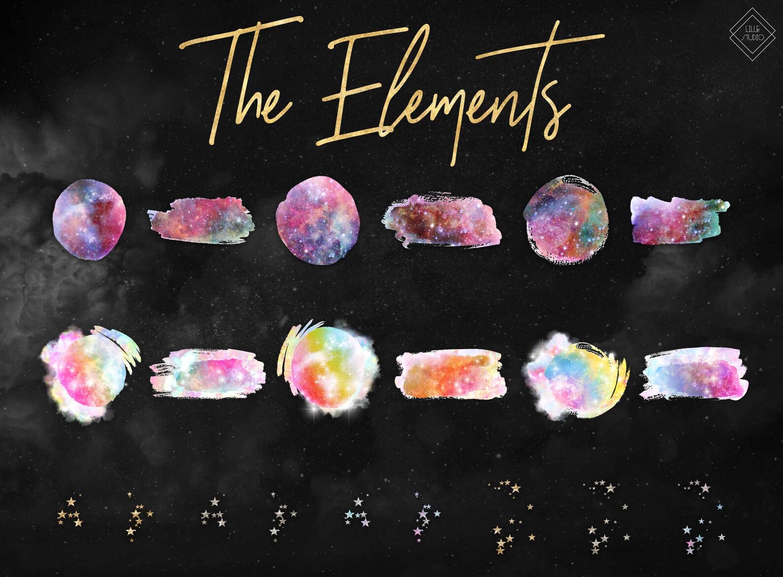 Galaxy Watercolor Clipart: Pastel Rainbow Space Theme Brush Strokes ...