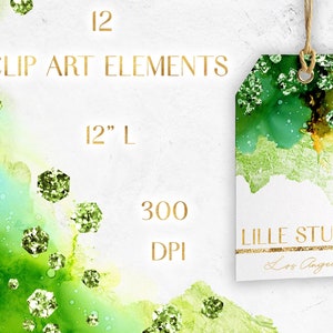 Green Watercolor Alcohol Ink Clipart Borders - Emerald Border Clip Art ...