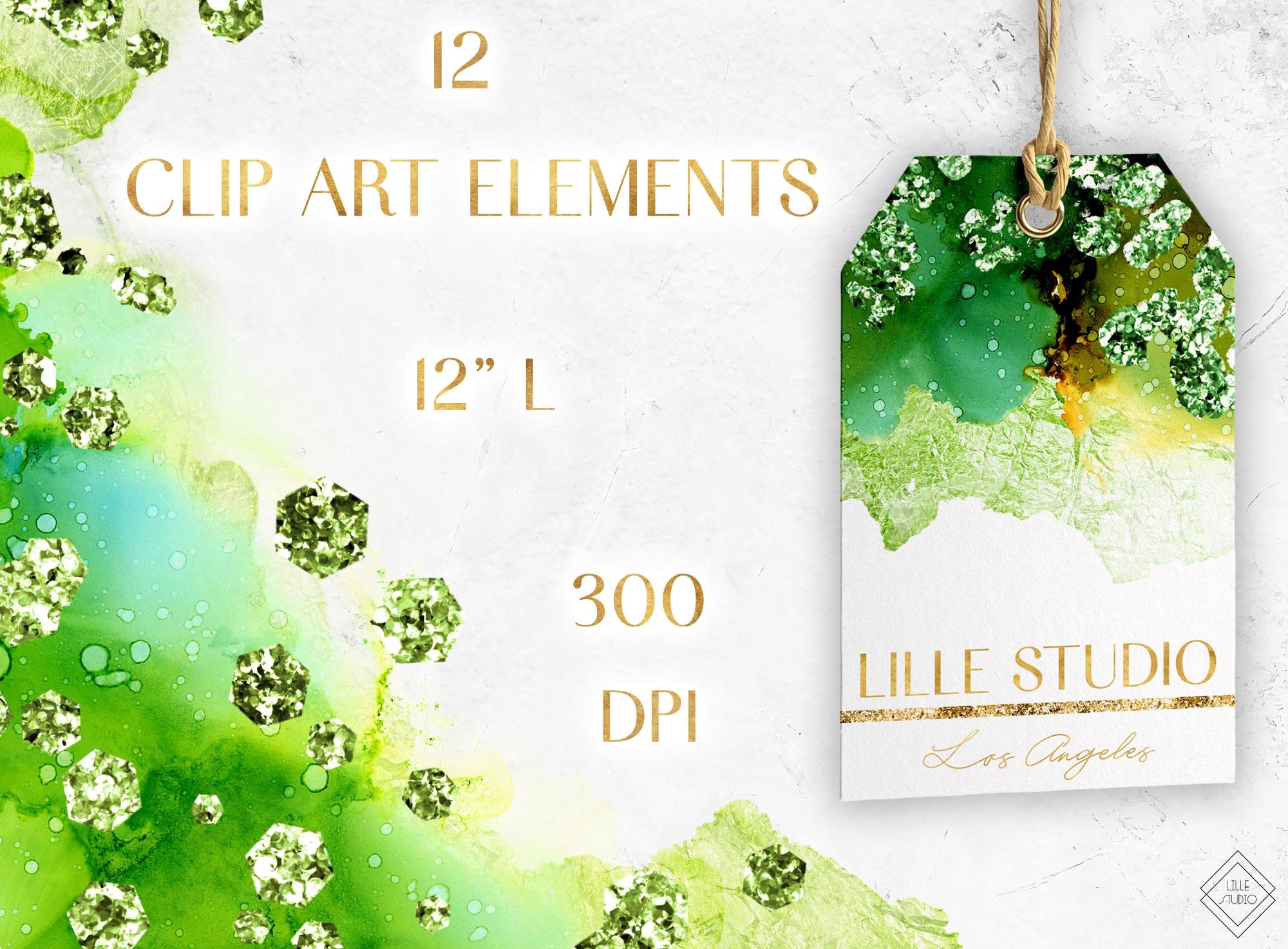 Green Watercolor Alcohol Ink Clipart Borders Emerald Border | Etsy