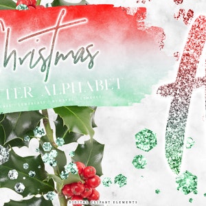 Christmas Glitter Alphabet Clipart - Red Green Letter Clip Art ...