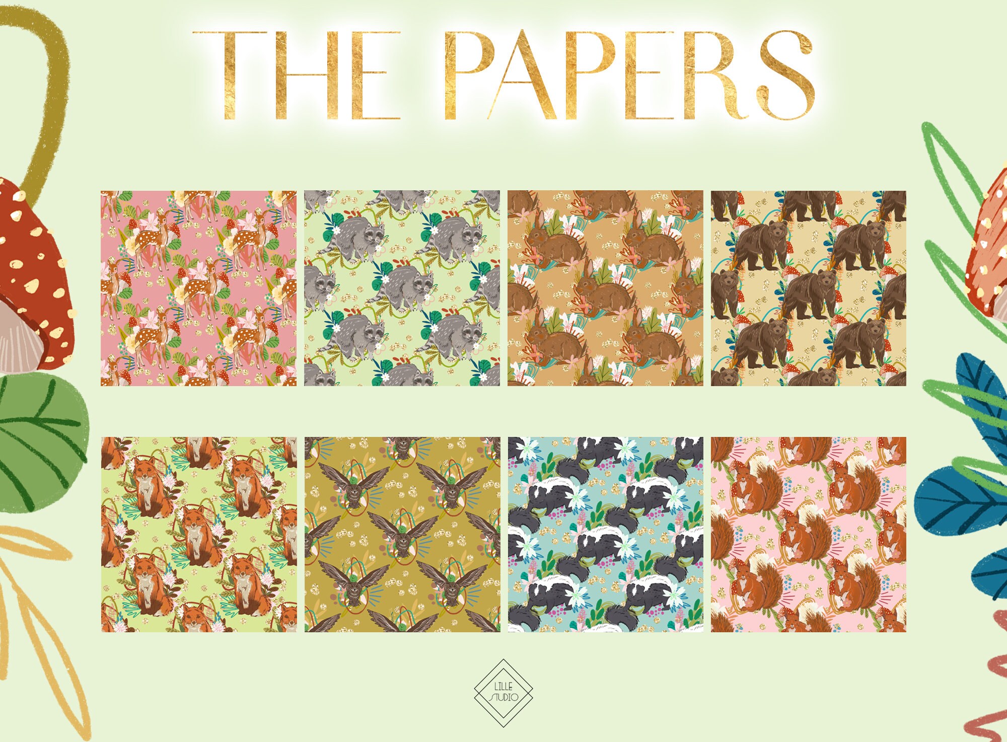 Autumn Woodland Animals Seamless Digital Paper Abstract - Etsy