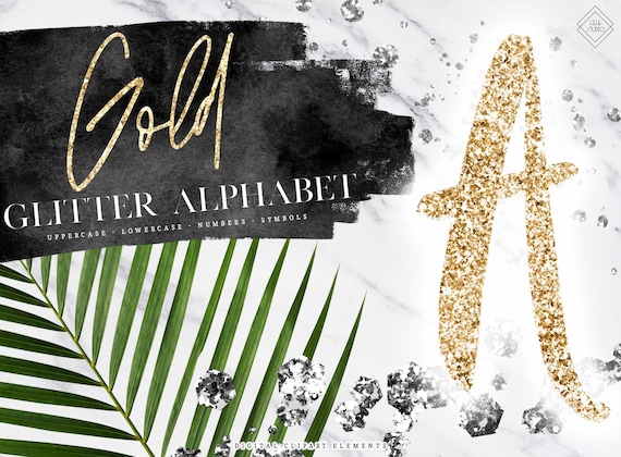 Gold Glitter Digital Alphabet Clipart Letter Clip Art | Etsy