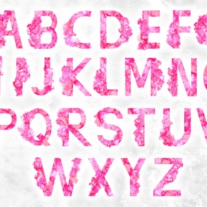 Hot Pink Ink Alphabet Clipart - Watercolor Cloud Monogram PNG ...