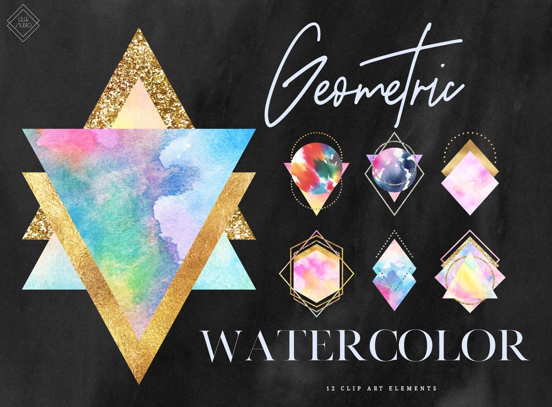 Geometric Watercolor Clipart - Abstract Shapes Water Color Clip Art ...