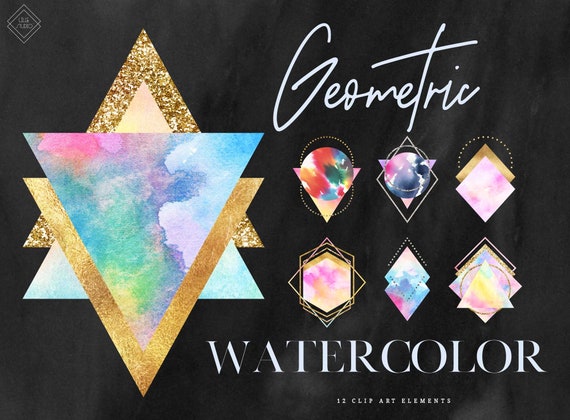 Geometric Watercolor Clipart Abstract Shapes Water Color - Etsy