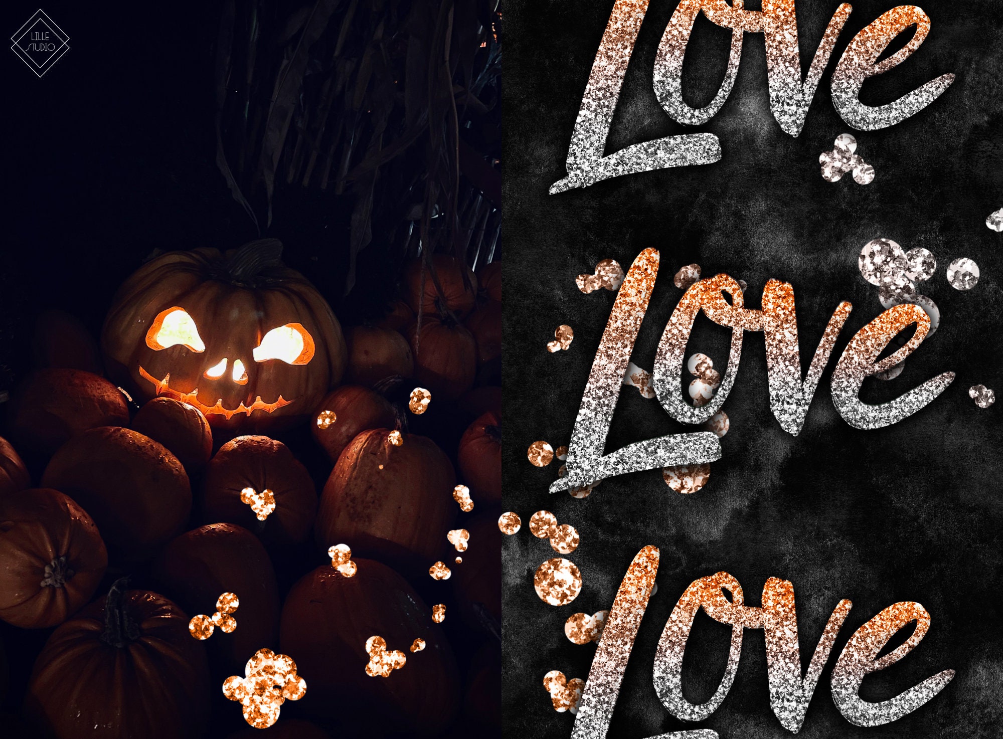 Halloween Glitter Alphabet Clipart: Black & Orange PNG Monogram Letters ...