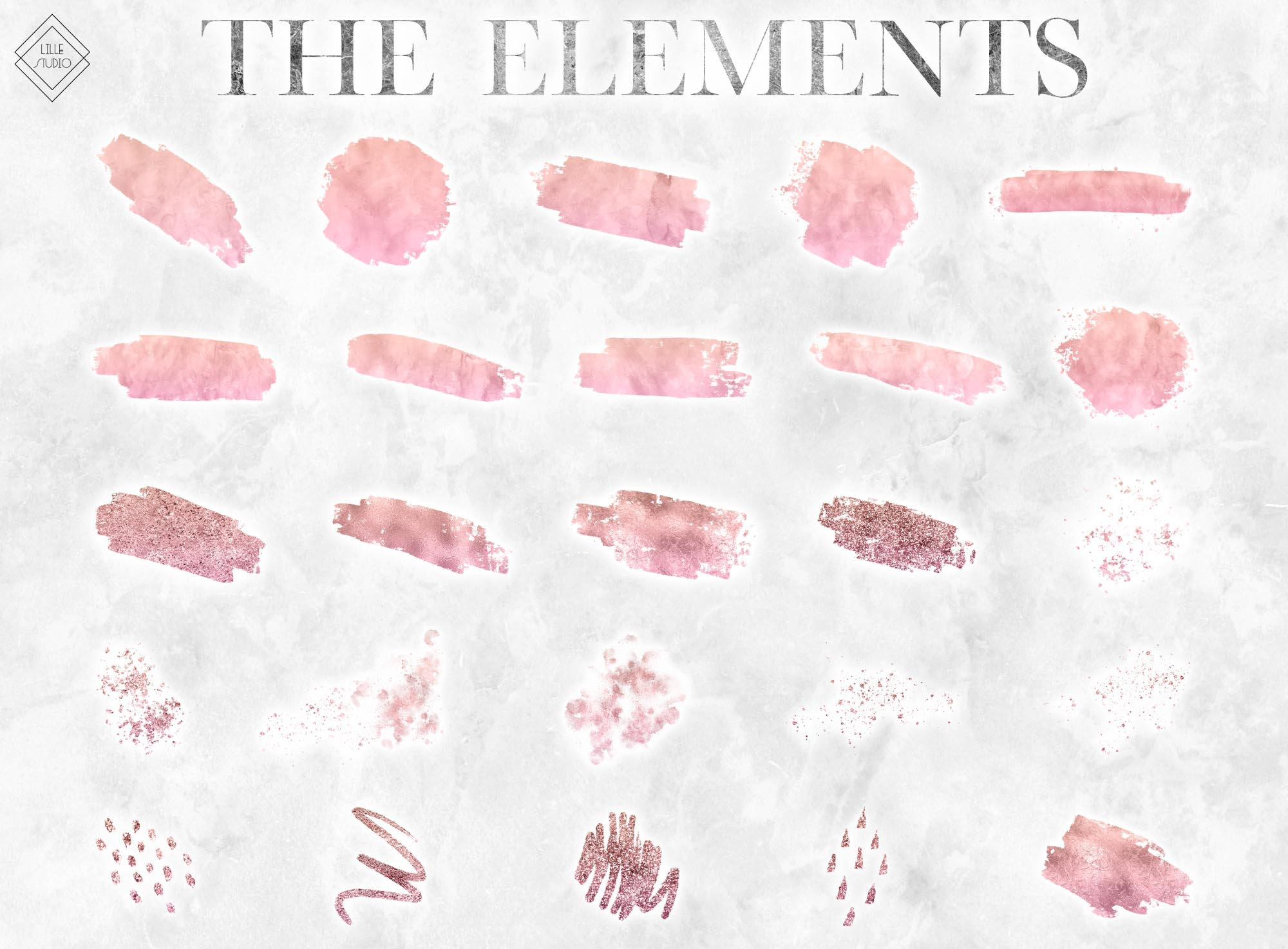 Blush Pink Watercolor Clipart PNG Rose Gold Brush Stroke - Etsy