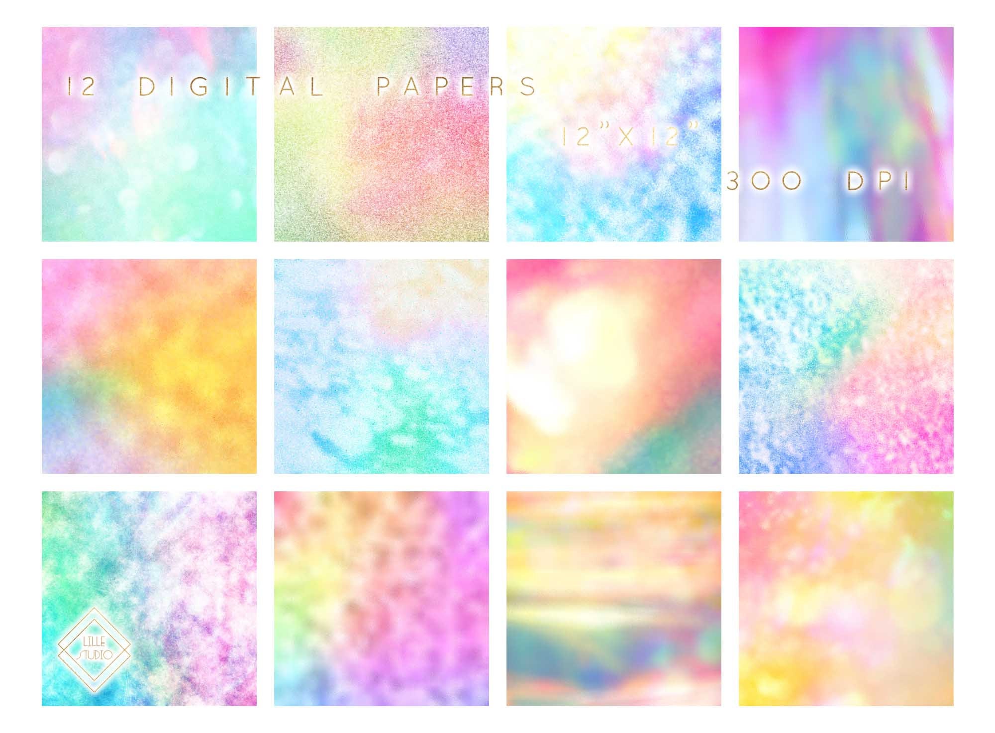 Rainbow Digital Paper Unicorn Background Papers Pastel - Etsy