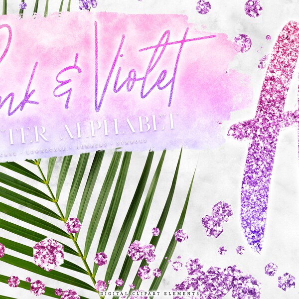 Pink Violet Purple Glitter Digital Alphabet Clipart Sparkle Letters - Etsy