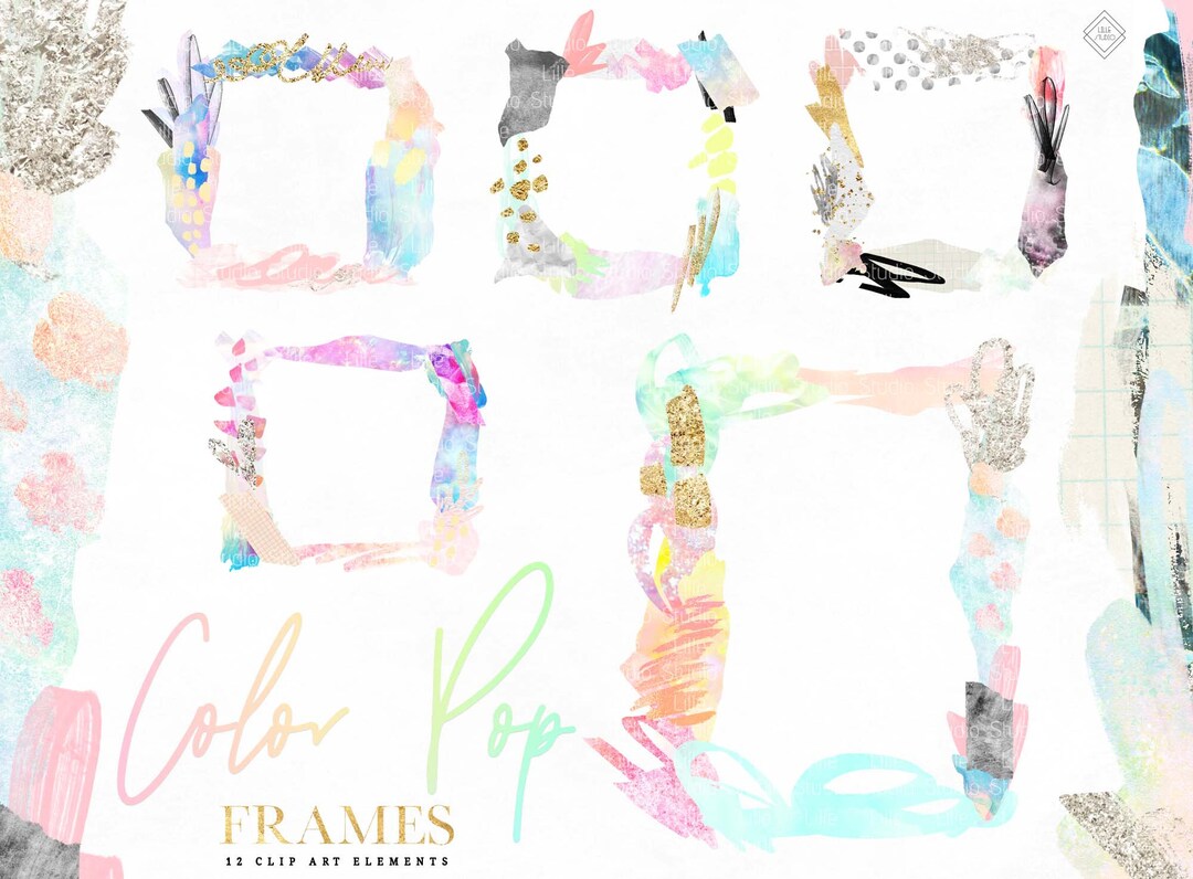 Watercolor Frame Clipart - Rainbow Clip Art Frames - Colorful ...