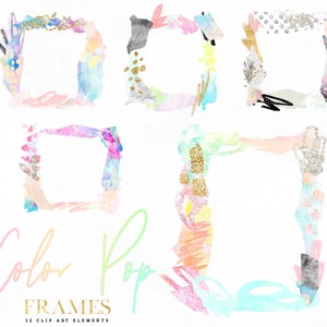 Watercolor Frame Clipart - Rainbow Clip Art Frames - Colorful ...