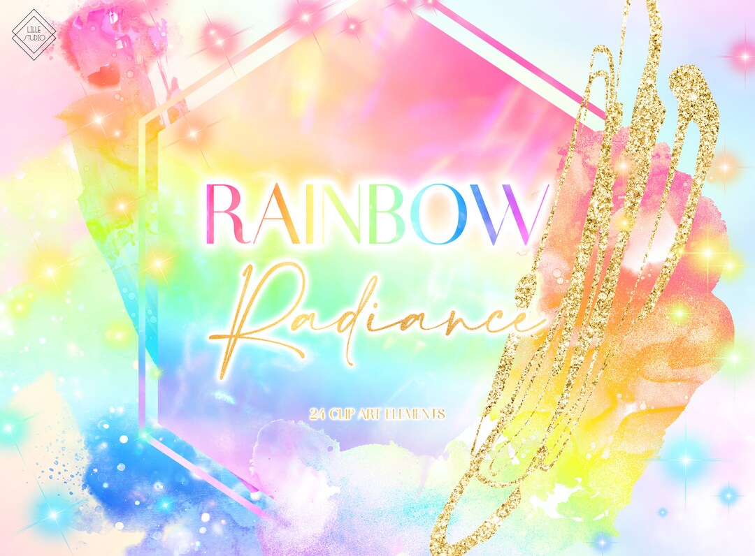 Rainbow Frame Clipart: Vibrant Colorful Neon Glitter Border Graphics ...