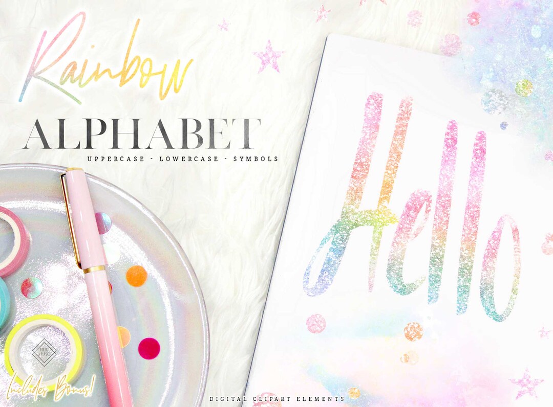 Rainbow Digital Alphabet PNG Clipart - Glitter Rainbow Monogram Clip ...