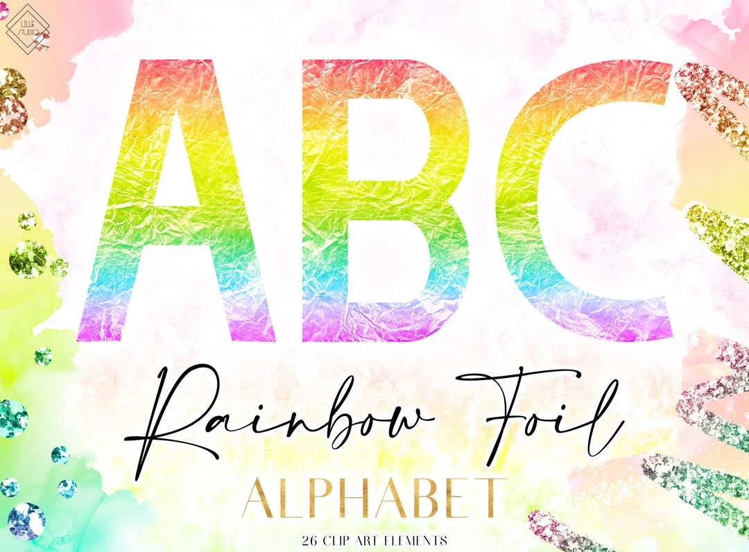 Rainbow Alphabet Clipart - Vivid Colorful Monogram PNG - Bright ...