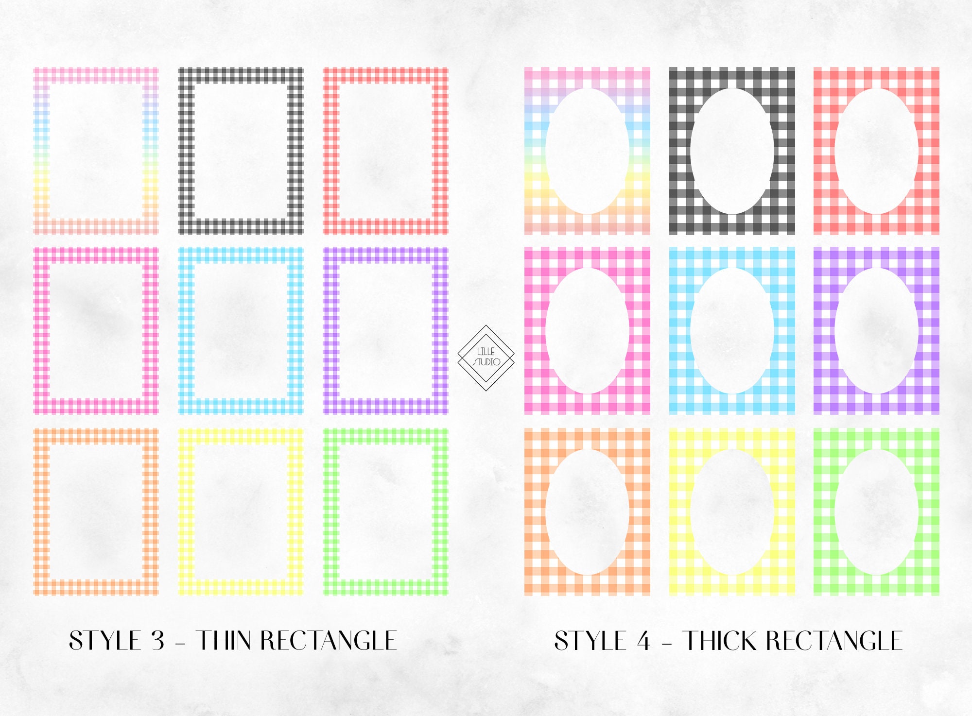 Gingham Frame Clipart: Plaid Borders for Scrapbook Invites (PNG Digital ...