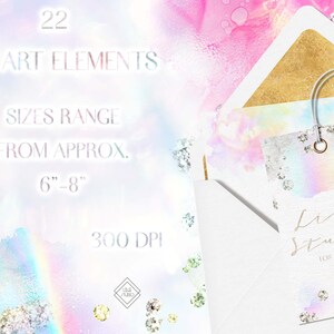 Pastel Rainbow Clipart - Unicorn Watercolor Clip Art - Holographic Ink ...