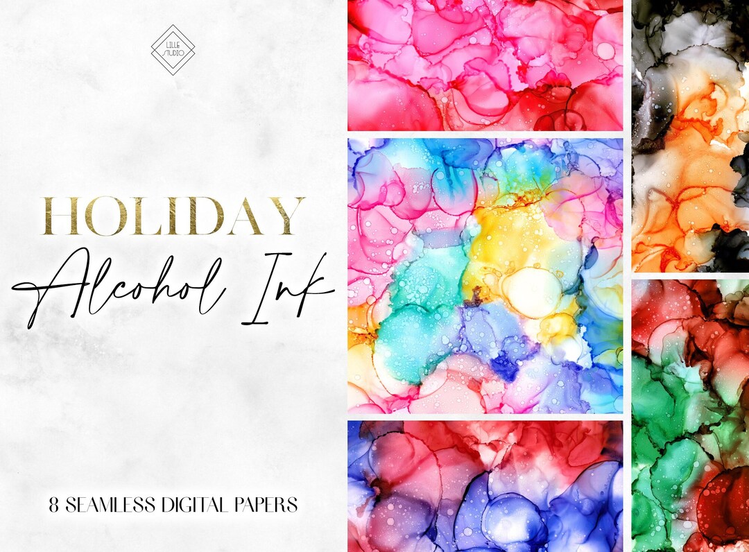 Holiday Alcohol Ink Seamless Digital Paper - Christmas Easter Halloween ...