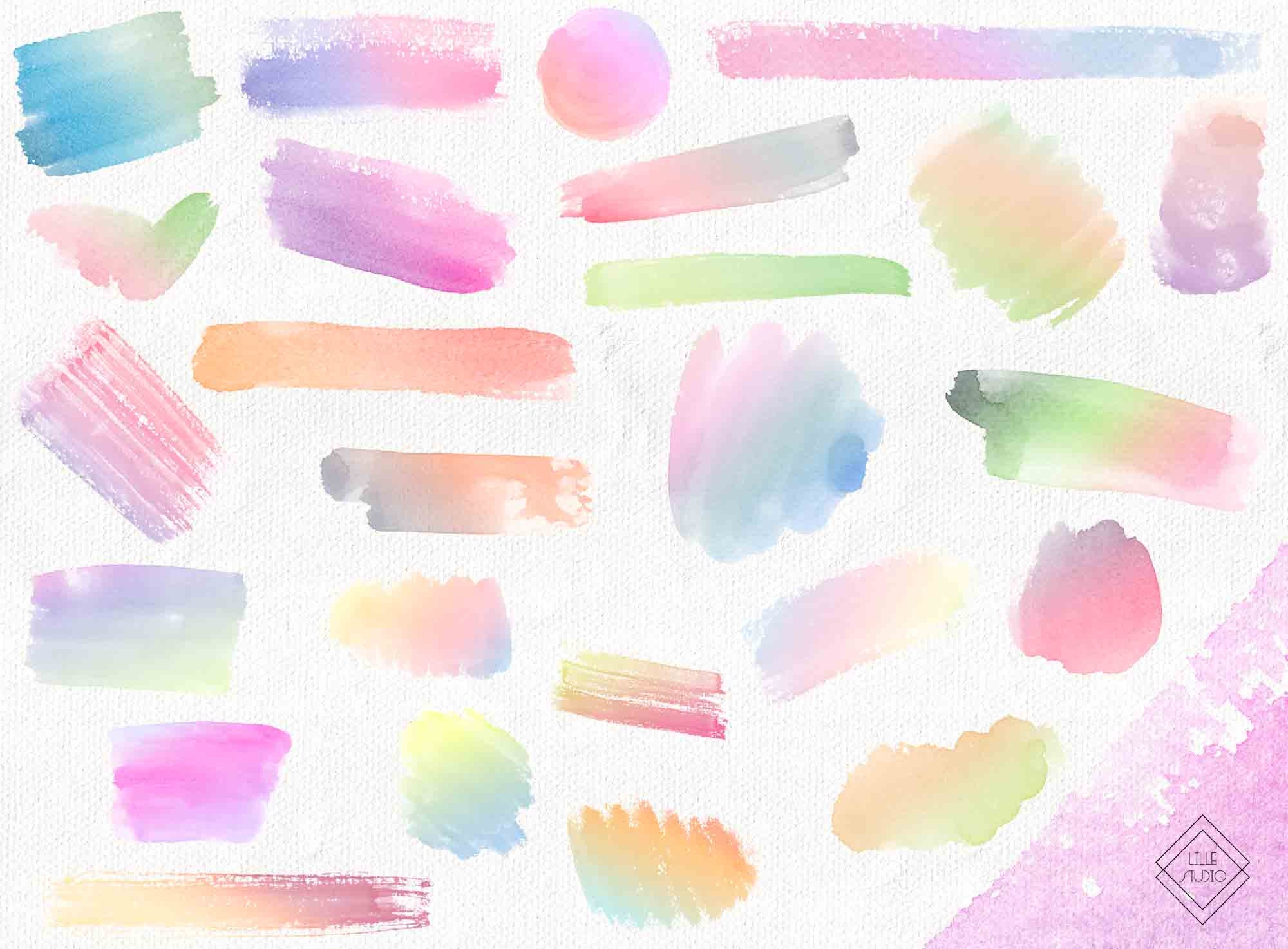 Pastel Rainbow Watercolor Clipart Brush Stroke Water Color | Etsy