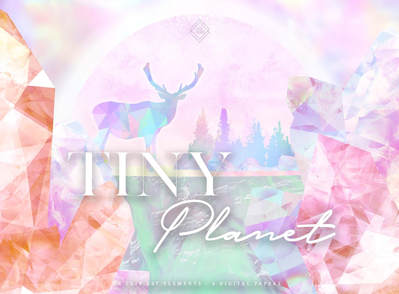 Geometric Animal Crystal Clipart Rainbow Crystals Clip Art | Etsy