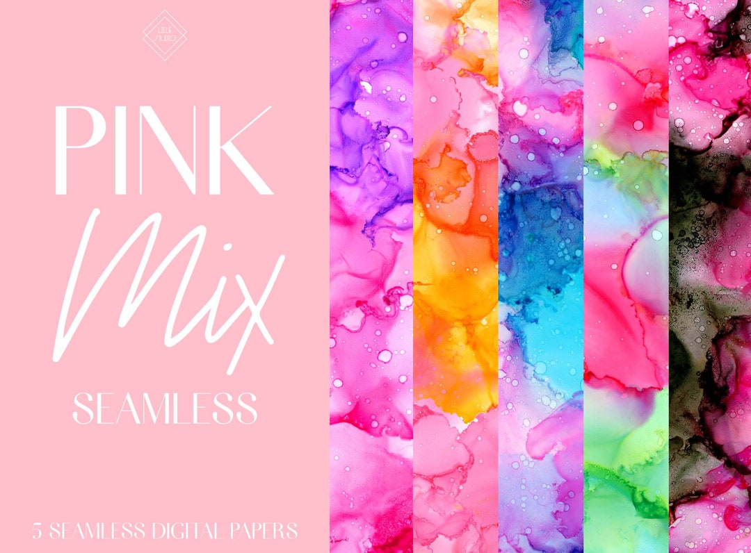 Pink Alcohol Ink Seamless Digital Paper: Colorful Abstract Watercolor ...