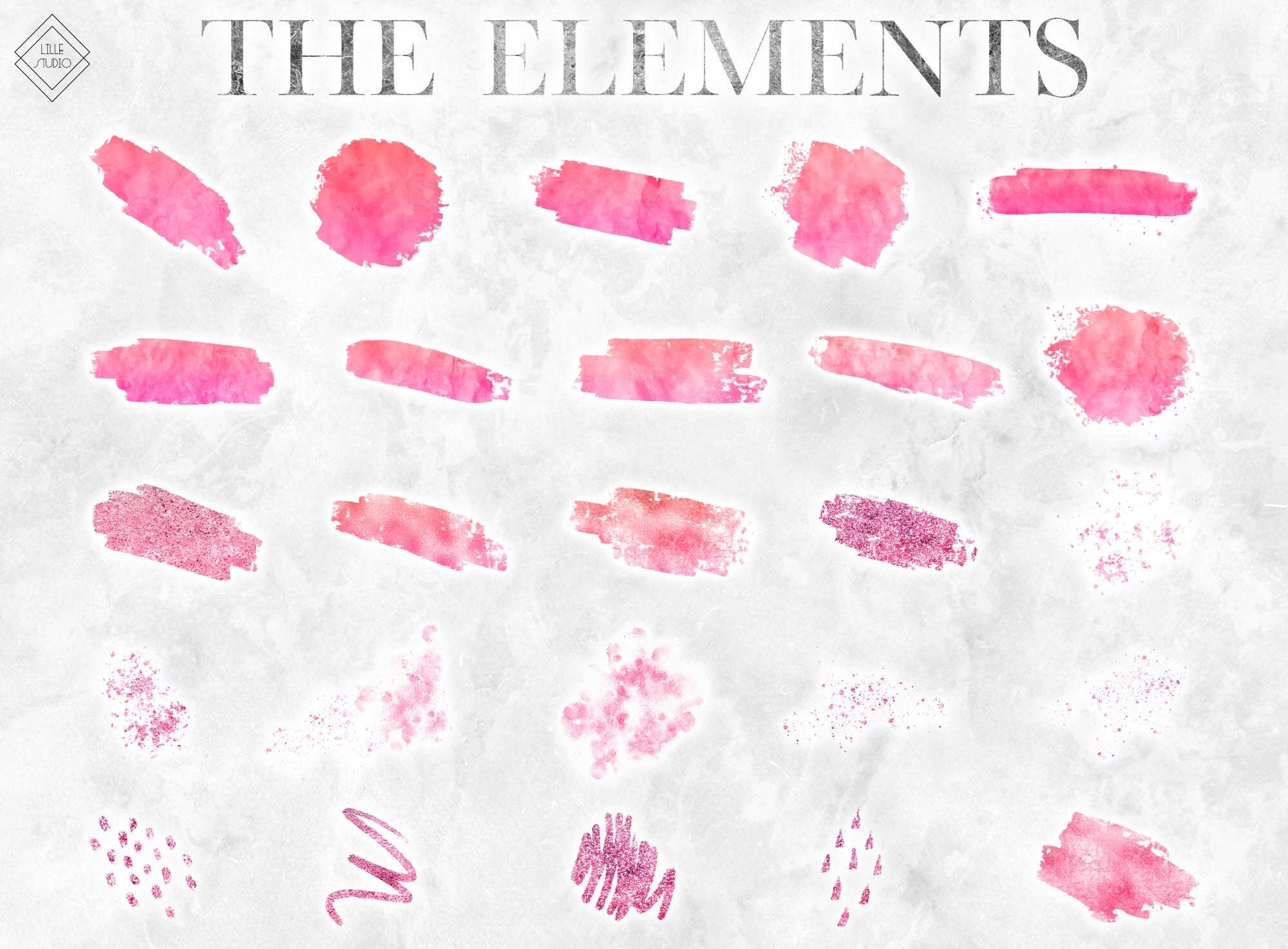 Hot Pink Watercolor Brush Strokes Clipart Rose Water Color | Etsy