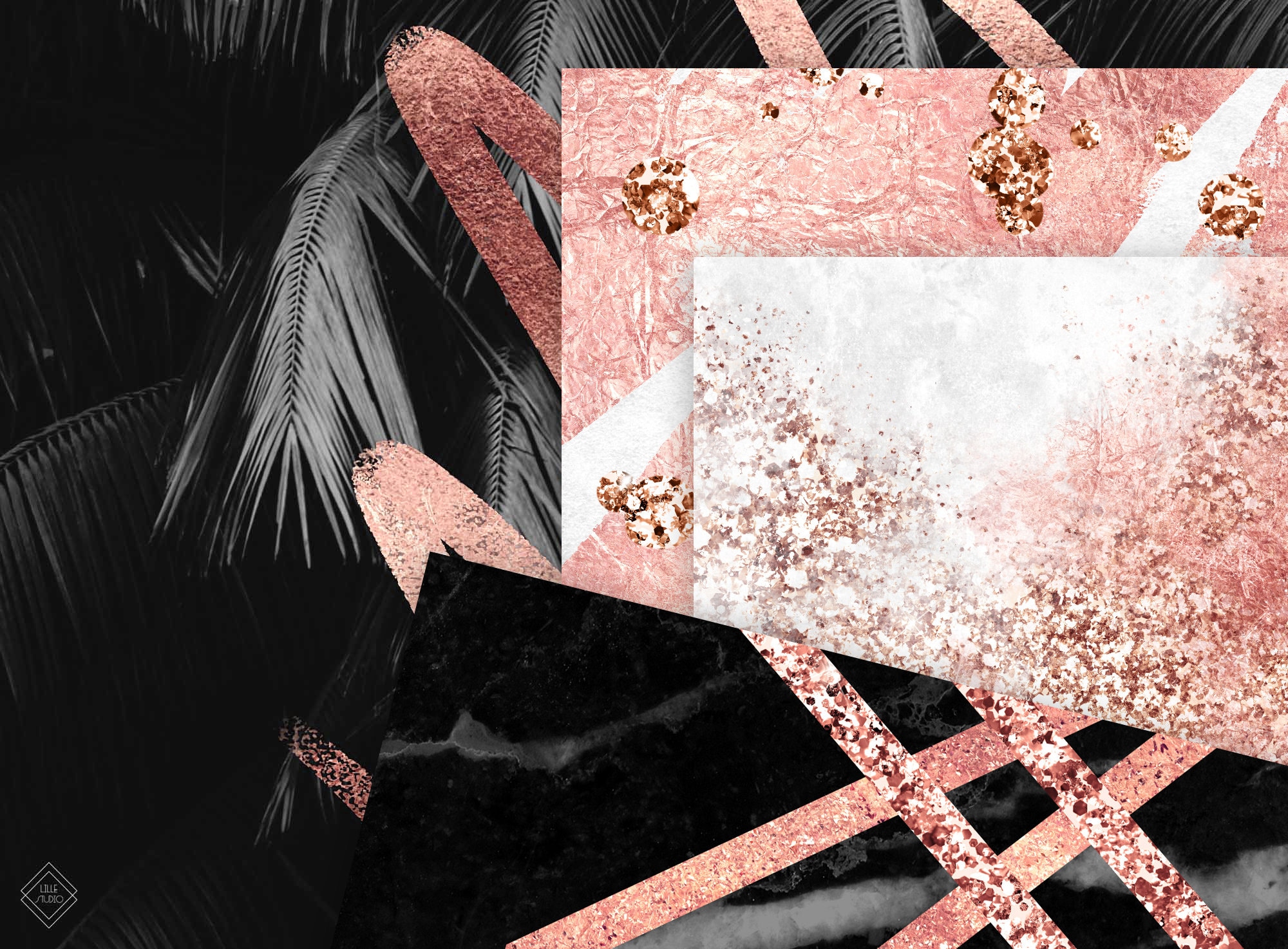 Black Rose Gold Marble Digital Paper Geometric Abstract - Etsy